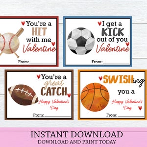 Sports Valentine Cards, Kids Valentine Cards, Printable School ...