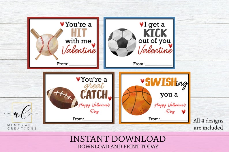 Sports Valentine Cards, Kids Valentine Cards, Printable School ...