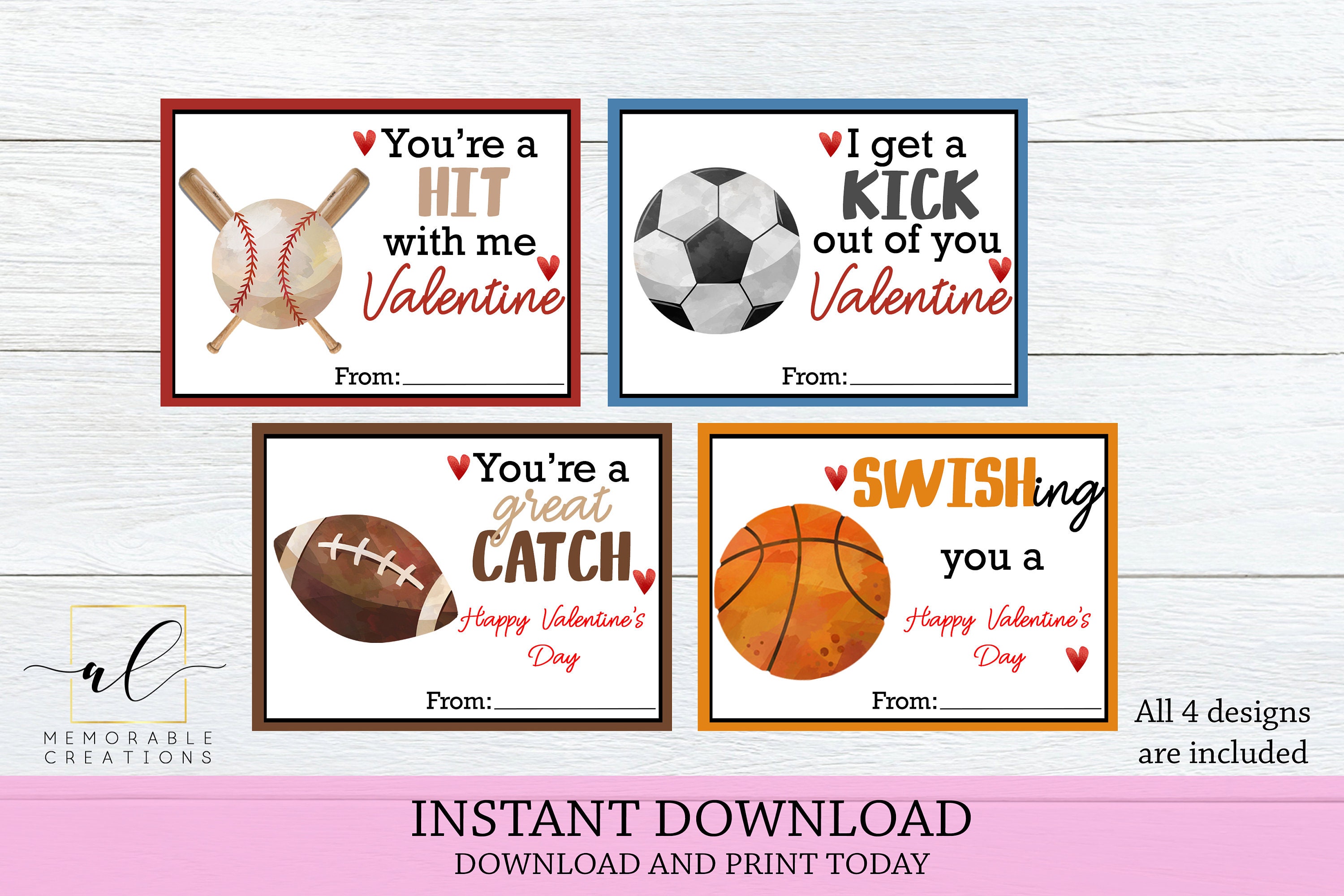 Sports Valentine Cards, Kids Valentine Cards, Printable School ...