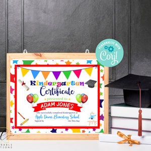 Kindergarten Graduation Certificate Editable, Edit Yourself ...