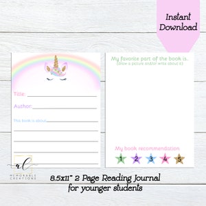 Unicorn Reading Log, Unicorn Reading Journal Bundle, Reading Tracker ...