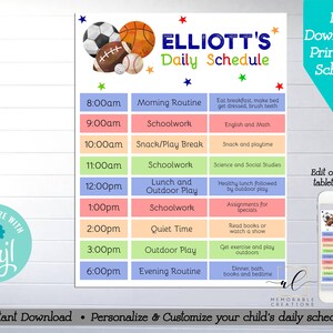 Editable Sports Daily Schedule, Edit Yourself Sports Daily Planner ...