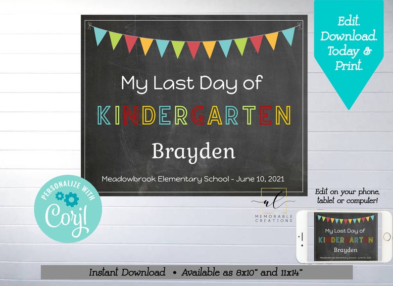 Last Day of School Sign Editable Edit Yourself Last Day of - Etsy