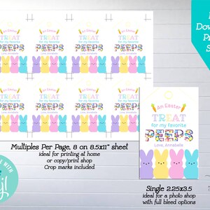 Peeps Easter Printable Tags, Edit Yourself Easter Tags, Instant ...