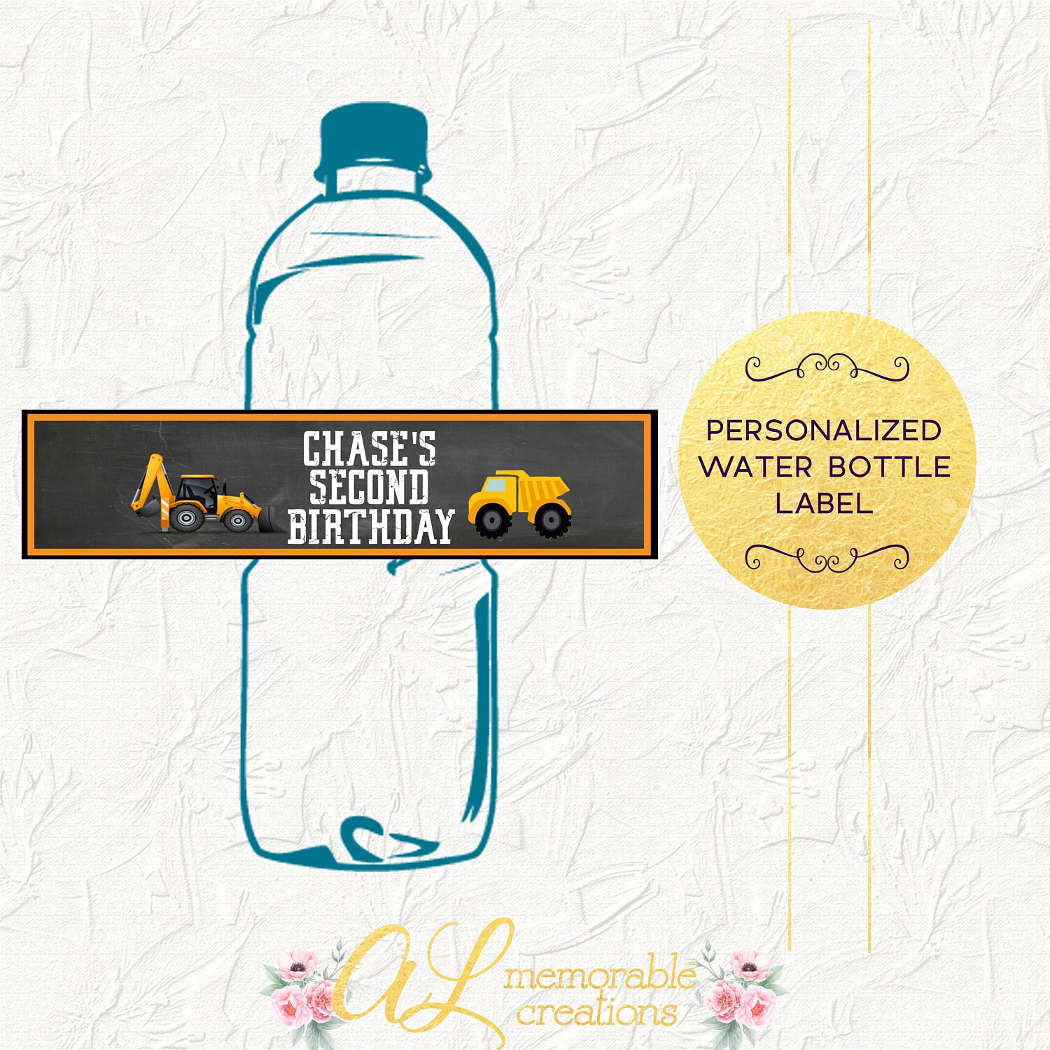 Construction Water Bottle Labels Construction Theme Birthday | Etsy