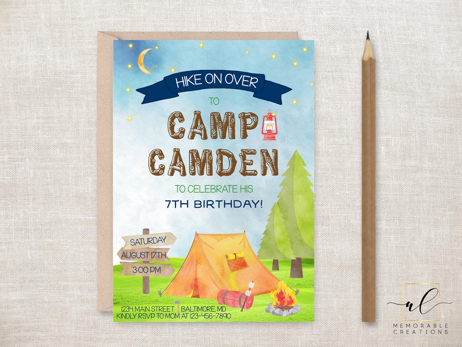 Camping Birthday Invitation Camping Invitation Camping | Etsy