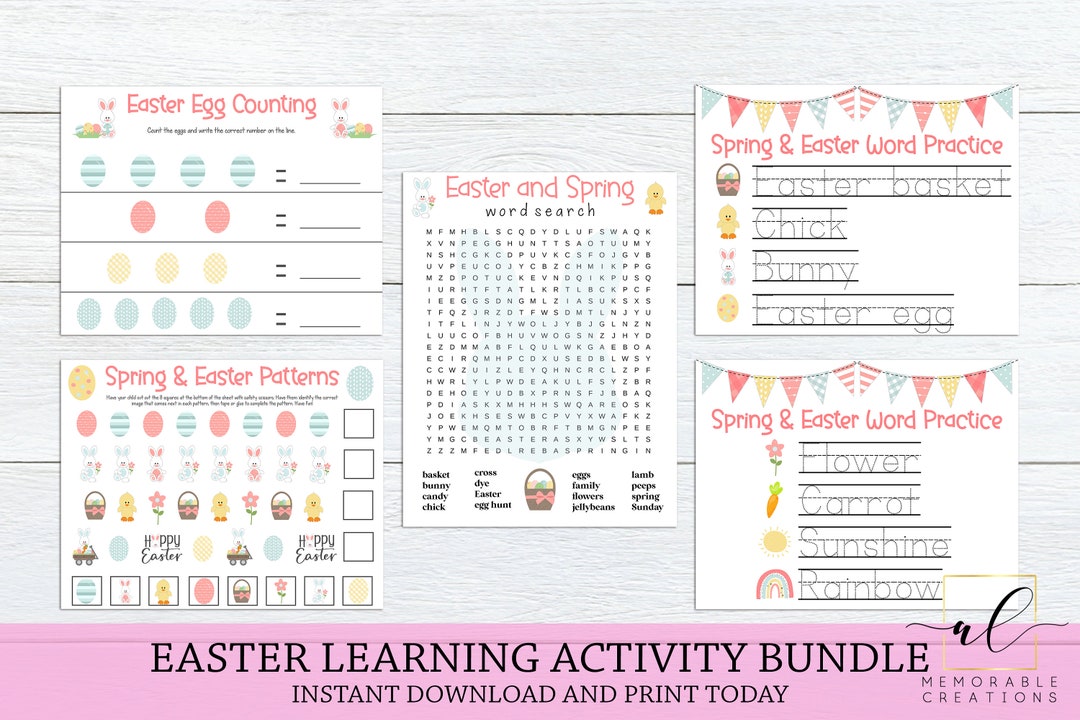 Printable Easter Learning Activity Bundle, Kids Spring Learning Sheets ...