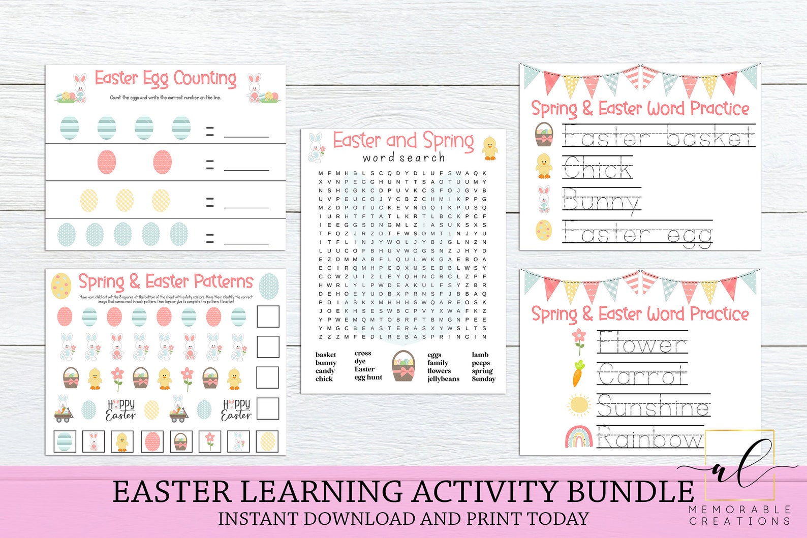 Printable Easter Learning Activity Bundle Kids Spring - Etsy