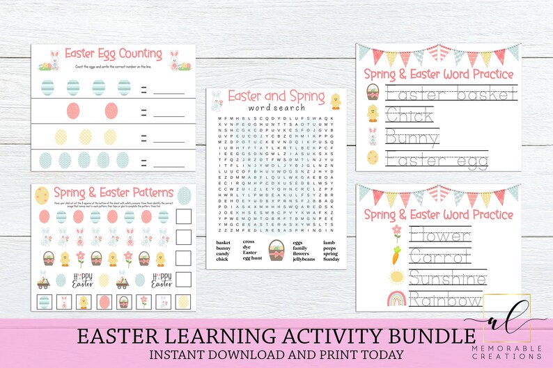 Printable Easter Learning Activity Bundle Kids Spring - Etsy