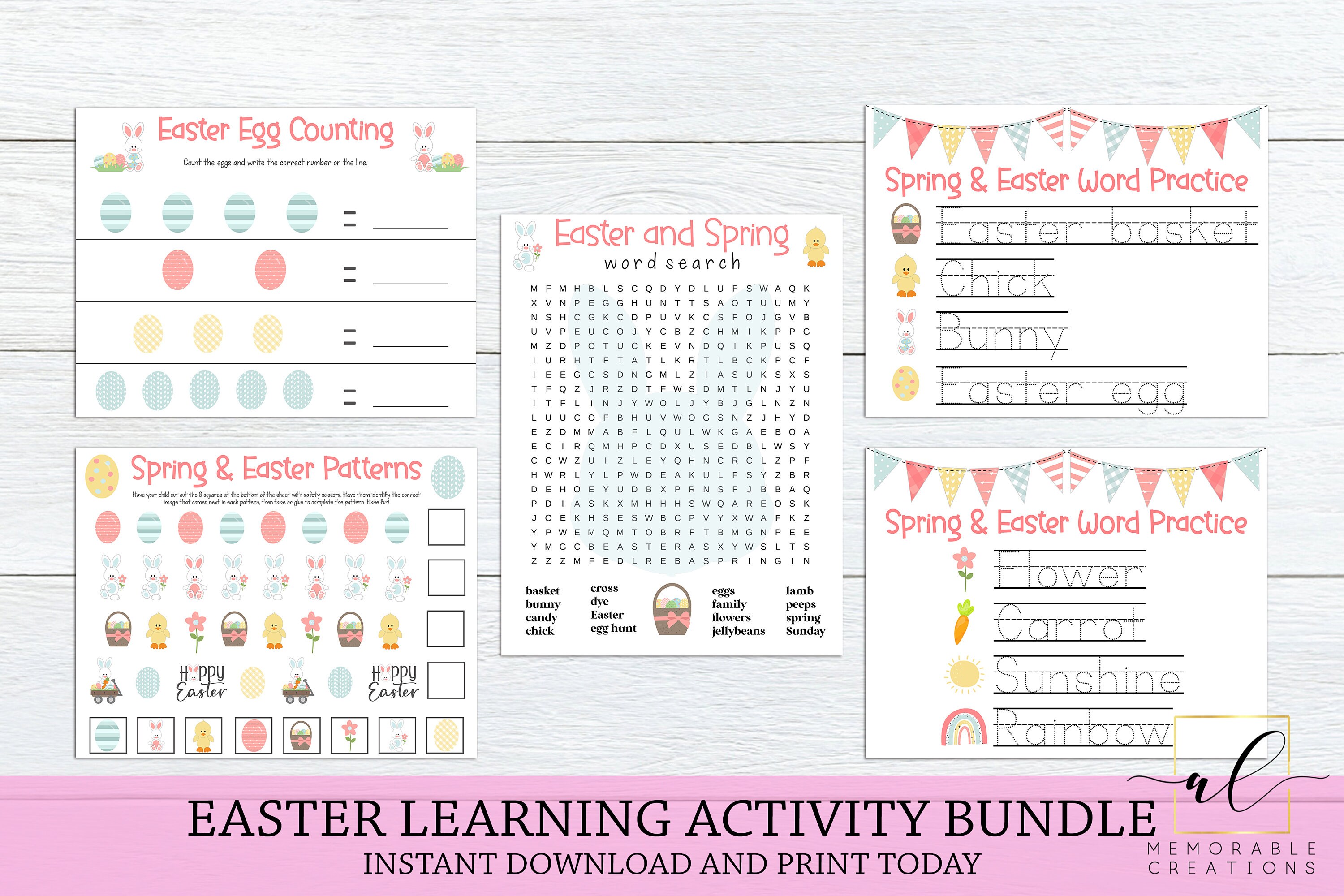 Printable Easter Learning Activity Bundle, Kids Spring Learning Sheets ...