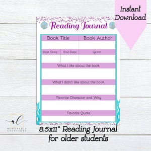 Mermaid Reading Log, Mermaid Reading Journal Bundle, Reading Tracker ...