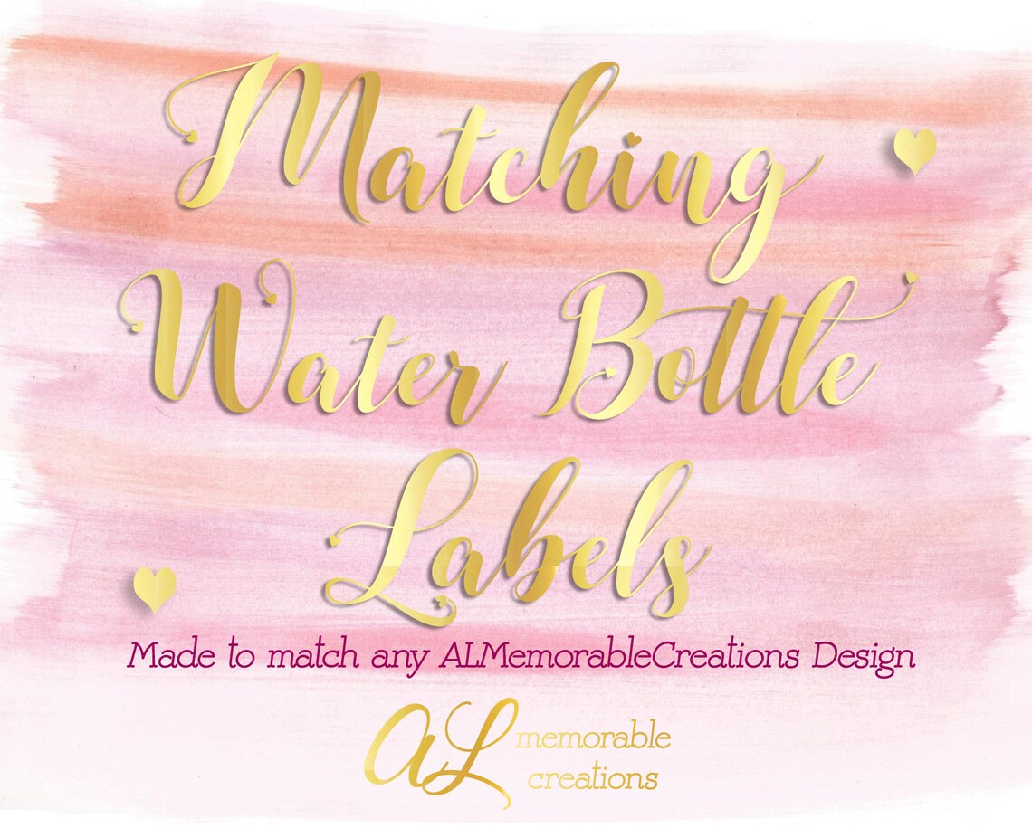 Matching Water Bottle Labels Water Bottle Labels Printable | Etsy