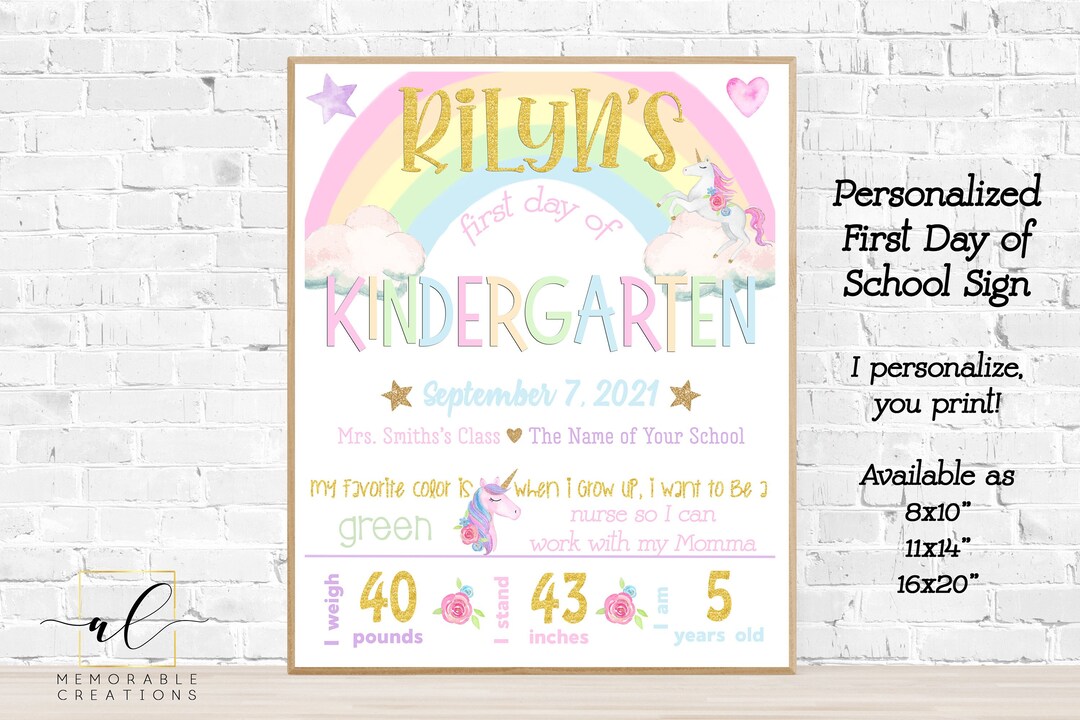 First Day of School Sign, Unicorn First Day of School Board, Printable ...