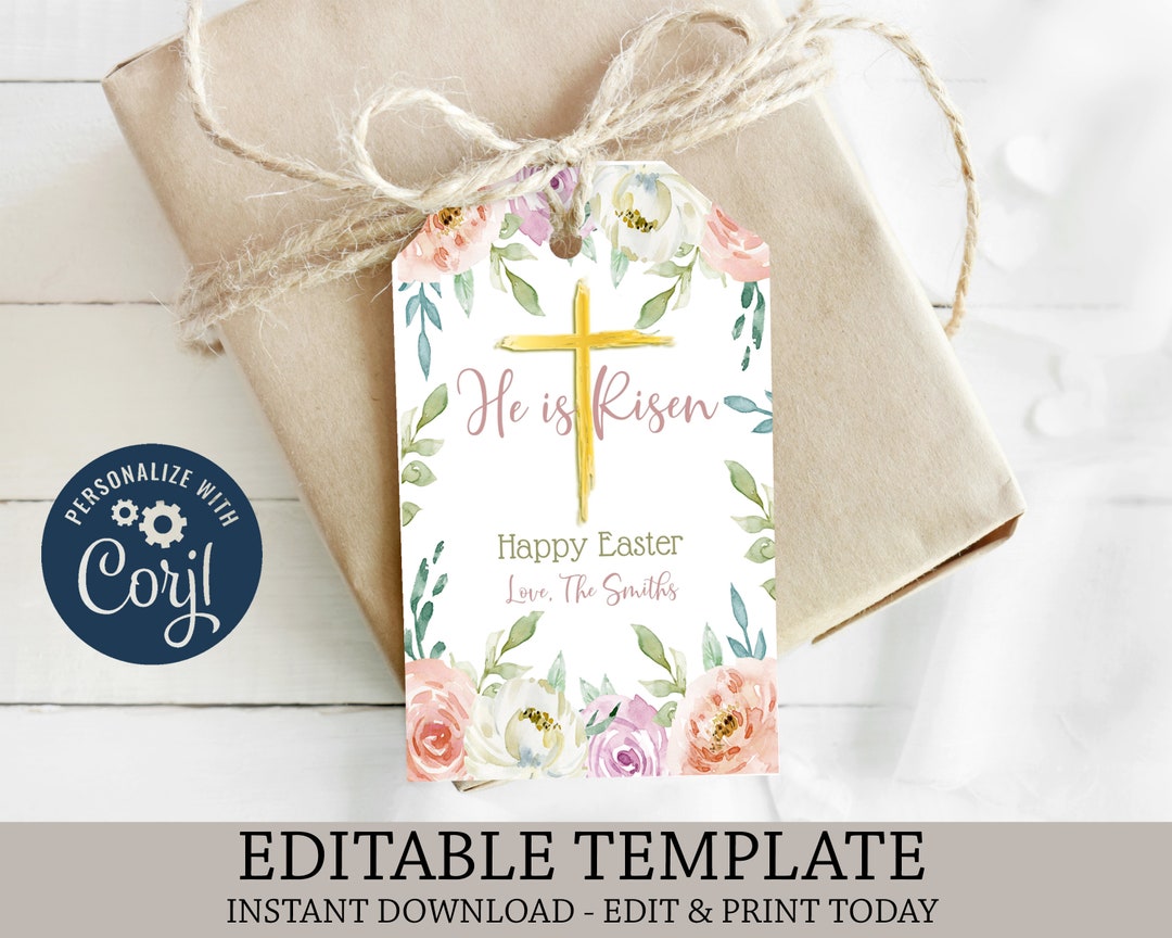 Religious Easter Printable Tags, Edit Yourself Cross Easter Tags ...