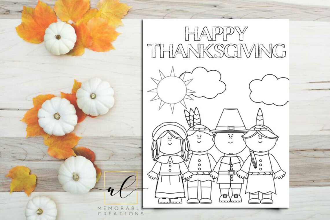 Thanksgiving Printable Coloring Sheets Kids Thanksgiving - Etsy