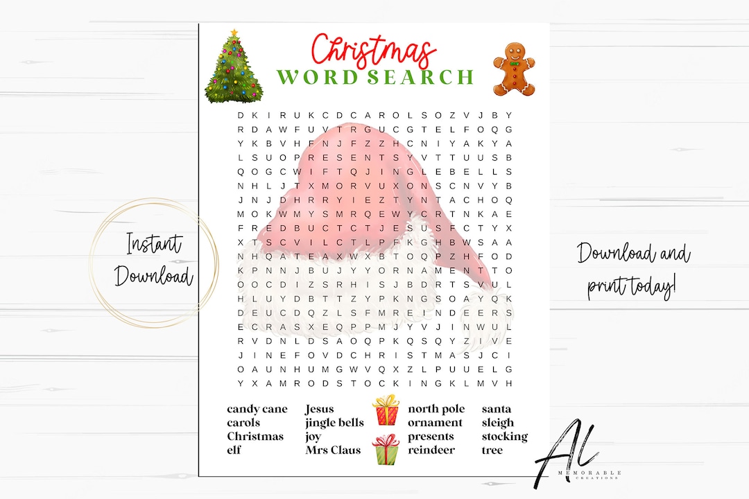 Christmas Word Search, Kids Christmas Printable Activity, Christmas ...