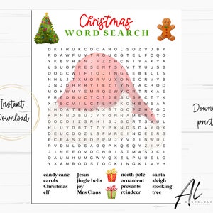 Christmas Word Search, Kids Christmas Printable Activity, Christmas ...