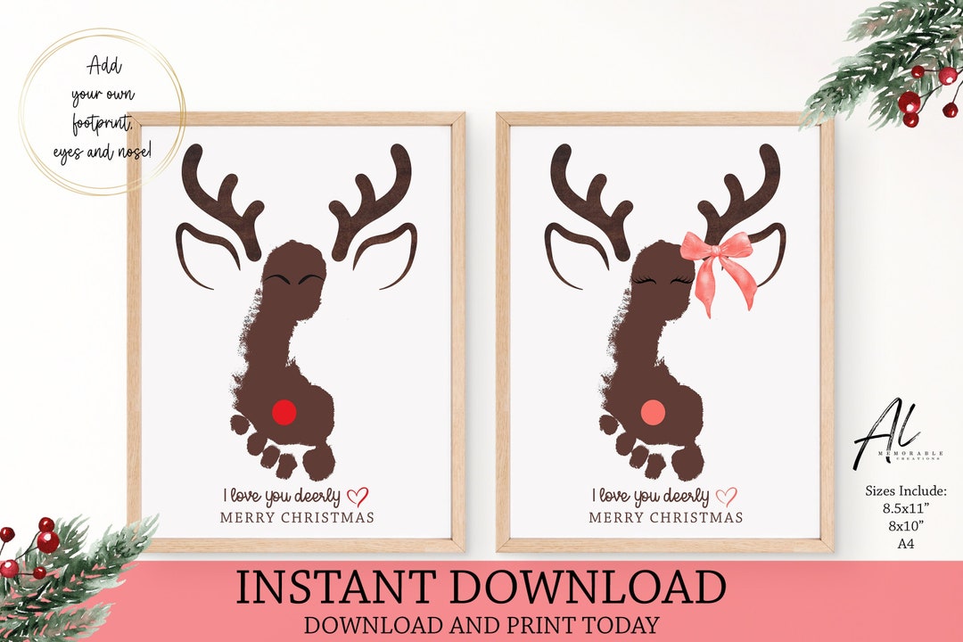 Reindeer Footprint Craft, Footprint Christmas Gift, Christmas Gift From ...