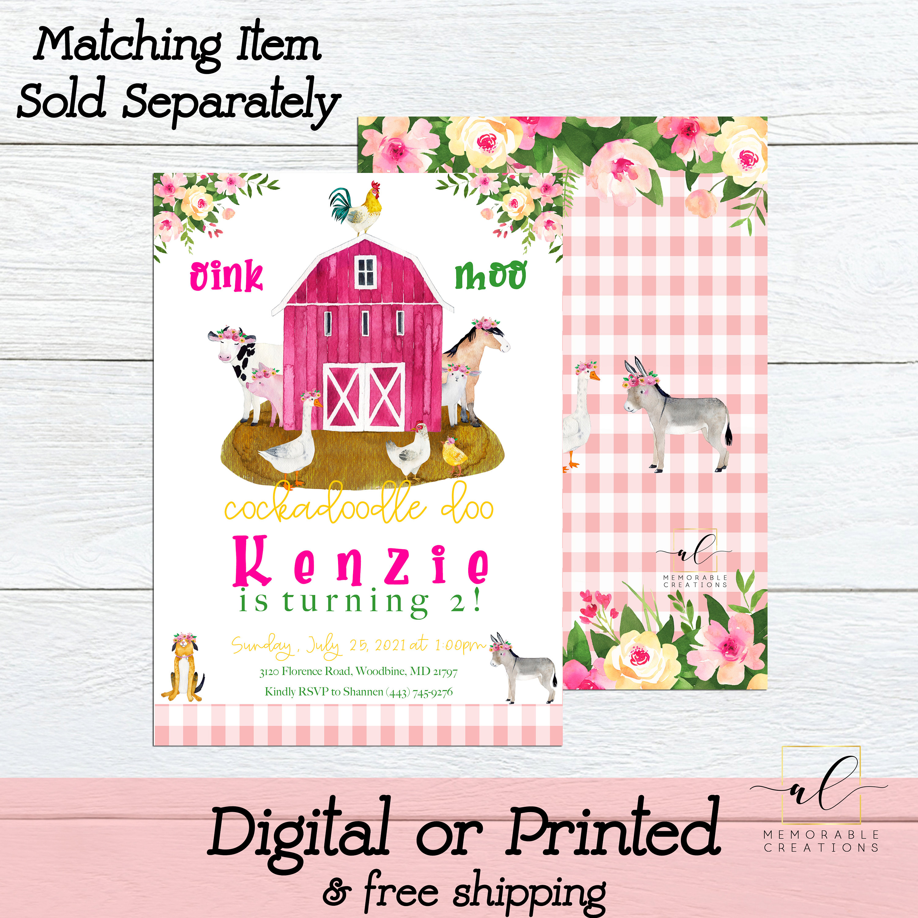 Girl Farm Milestone Birthday Poster, Floral Farm Animal Birthday ...