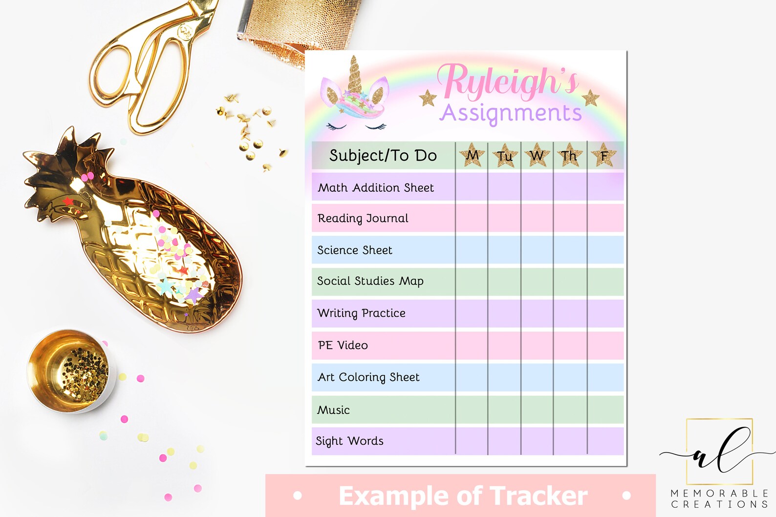Unicorn Assignment Tracker Unicorn Homework to Do List - Etsy