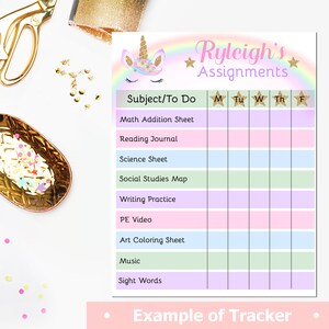Unicorn Assignment Tracker, Unicorn Homework to Do List, Instant ...