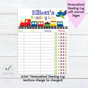 Personalized Transportation Reading Log Train Reading - Etsy