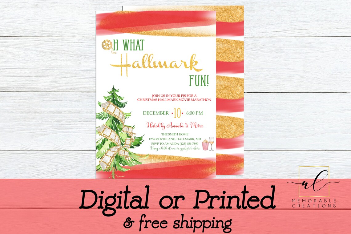 Hallmark Movie Night Invitation Christmas Movie Night Invite - Etsy
