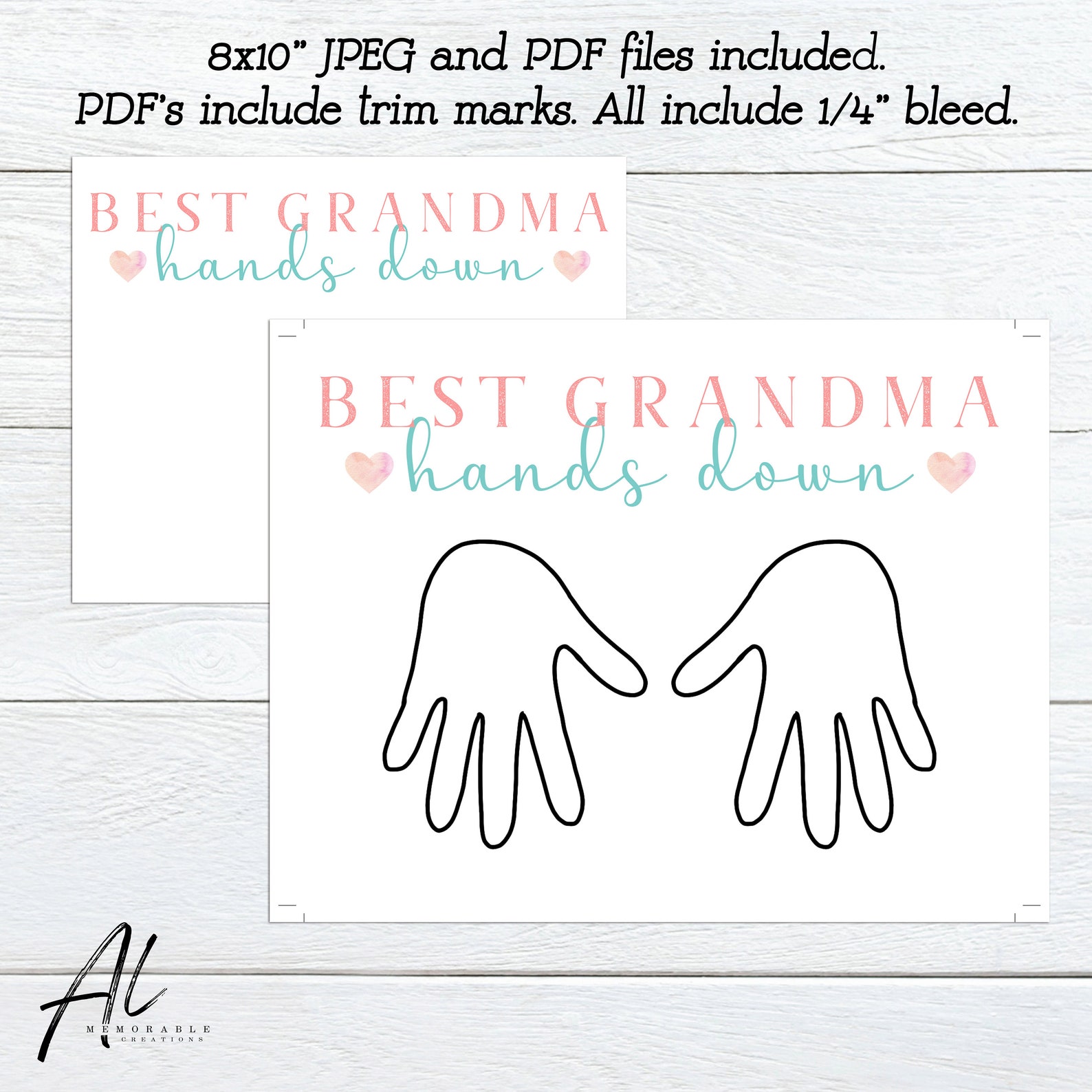 Best Grandma Hands Down Sign Handprint Gift for Grandma | Etsy