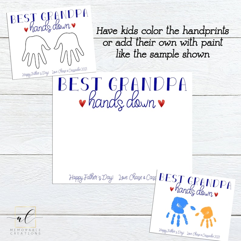 Best Grandpa Hands Down Sign Handprint Kids Craft Best - Etsy
