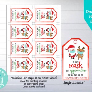 Christmas Face Mask Printable Tags, Edit Yourself Can't Mask Our ...