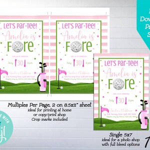 Editable Pink Golf Birthday Invitation, Printable Girl Golf Birthday ...