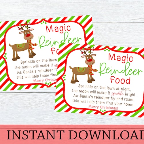 Magic Reindeer Food Label INSTANT DOWNLOAD Printable | Etsy