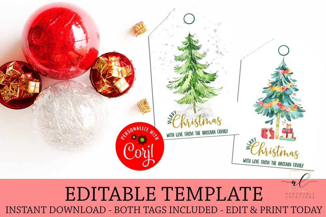 Christmas Tree Printable Tags, Edit Yourself Christmas Tree Tags ...