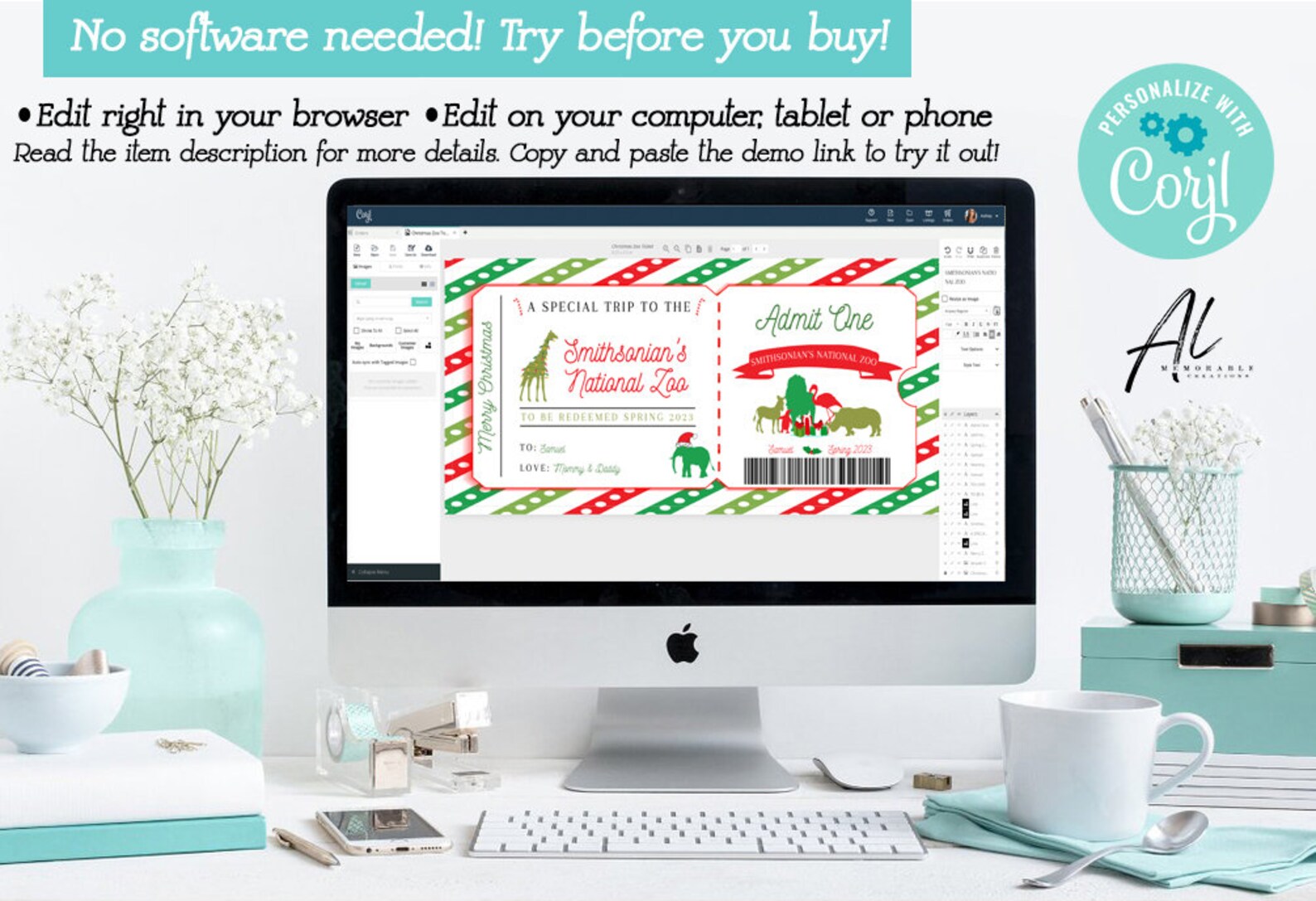 Editable Christmas Zoo Gift Certificate, Printable Zoo Gift Voucher ...