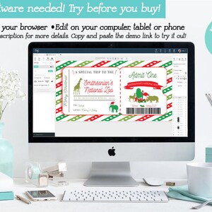 Editable Christmas Zoo Gift Certificate, Printable Zoo Gift Voucher ...
