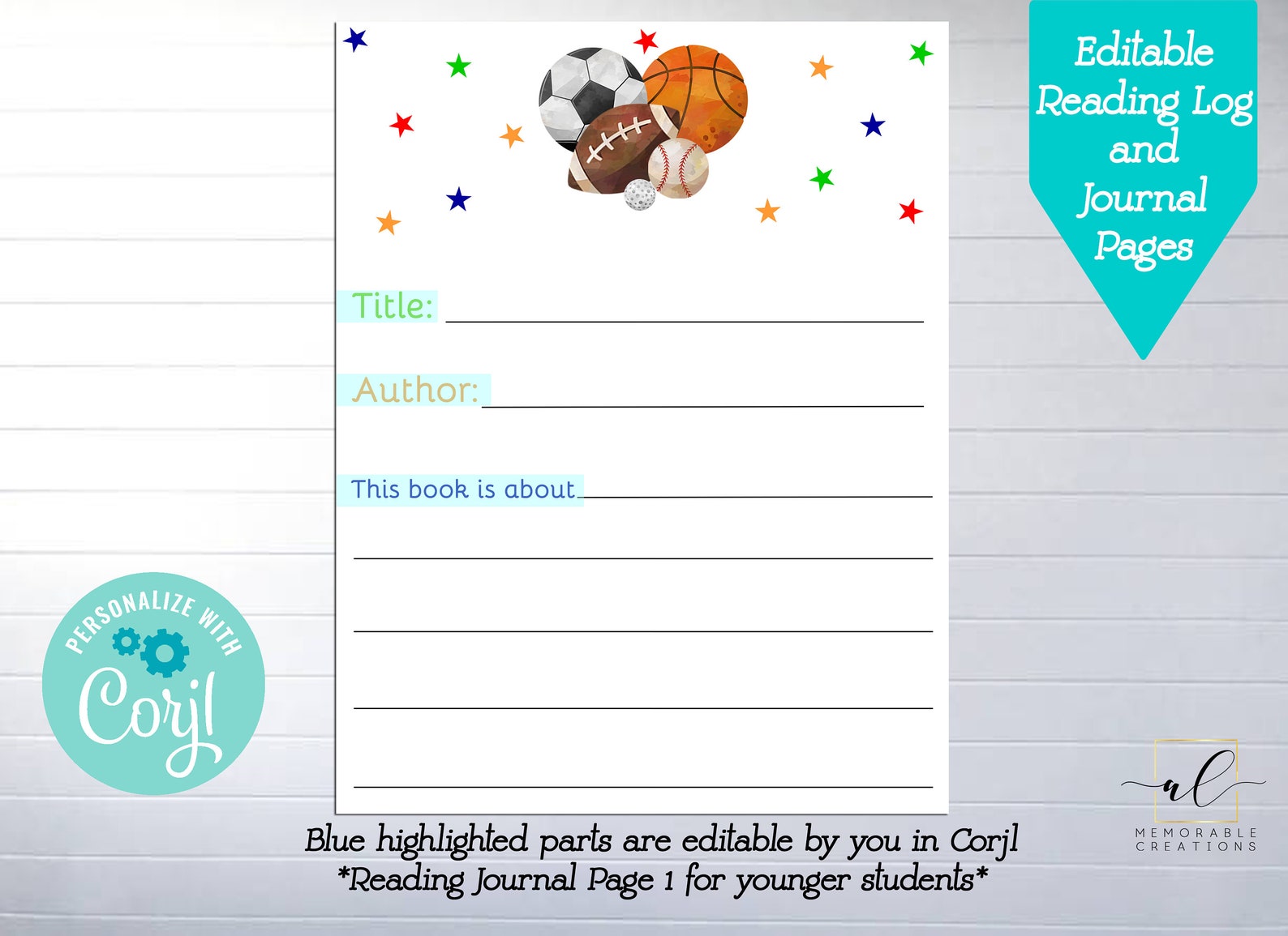 Editable Sports Reading Log, Edit Yourself Sports Reading Journal ...