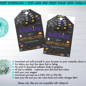 Witch Halloween Printable Tags, Edit Yourself Witching You A Happy ...