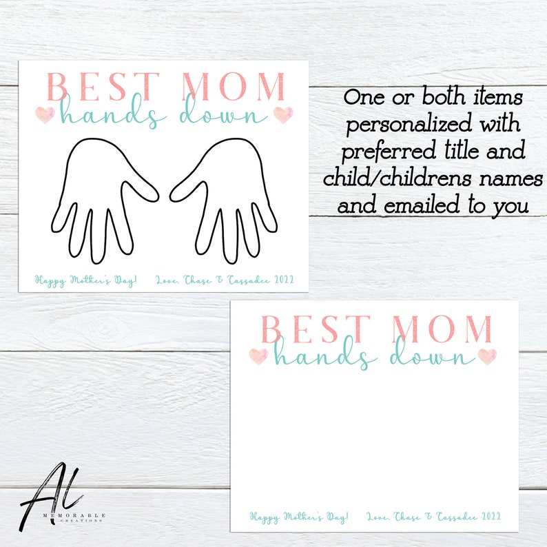 Best Mom Hands Down Sign Handprint Kids Craft Best Mommy - Etsy