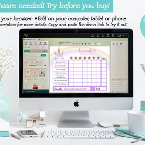 Editable Unicorn Chore Chart, Edit Yourself Unicorn Reward Chart ...