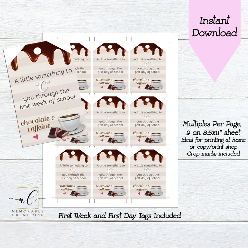 First Week of School Gift Tags First Day of School Tag - Etsy