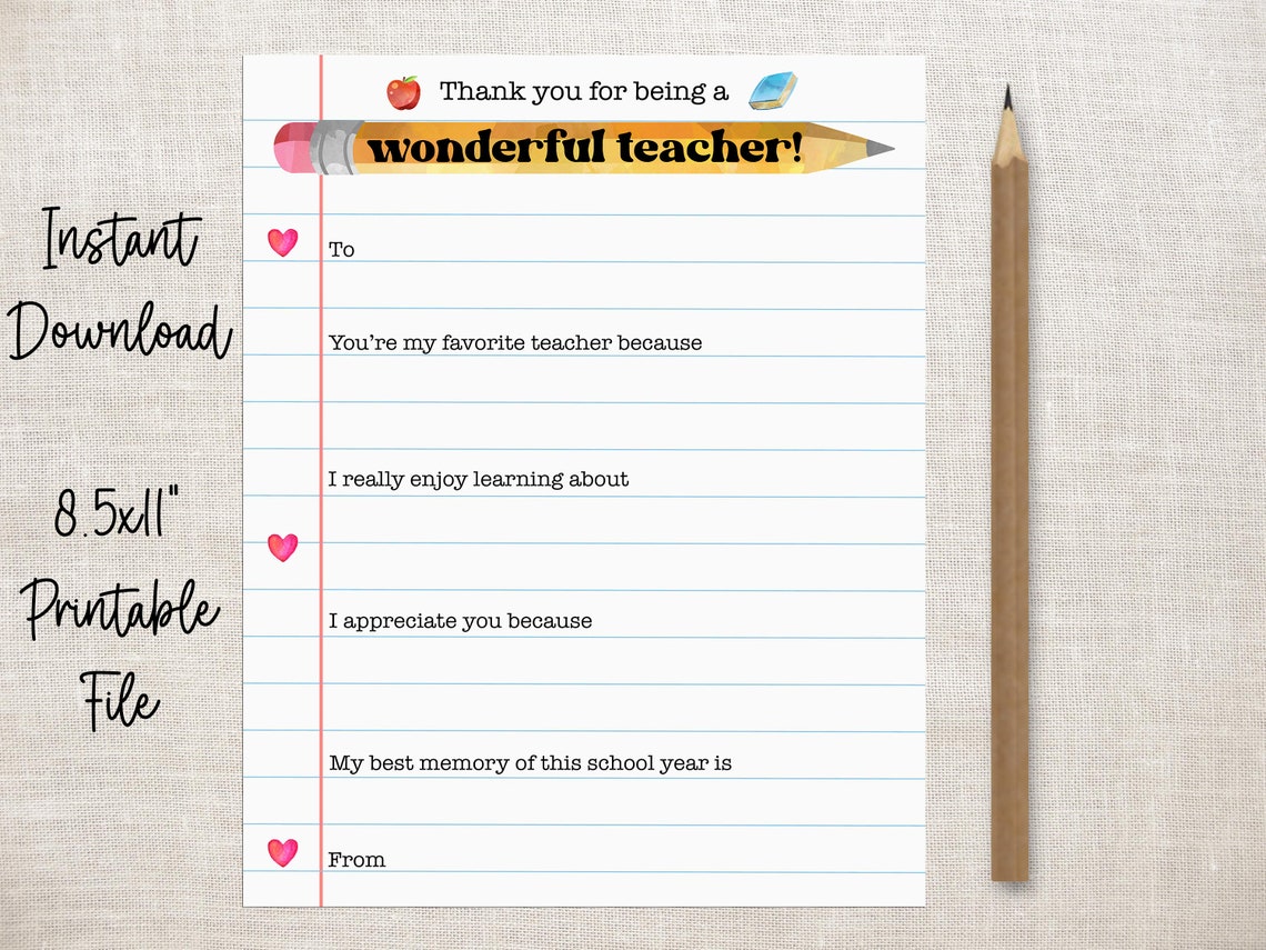 Teacher Appreciation Week Printable, All About My Teacher, Teacher ...