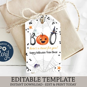Boo Halloween Printable Tags, Edit Yourself Halloween Gift Tags ...