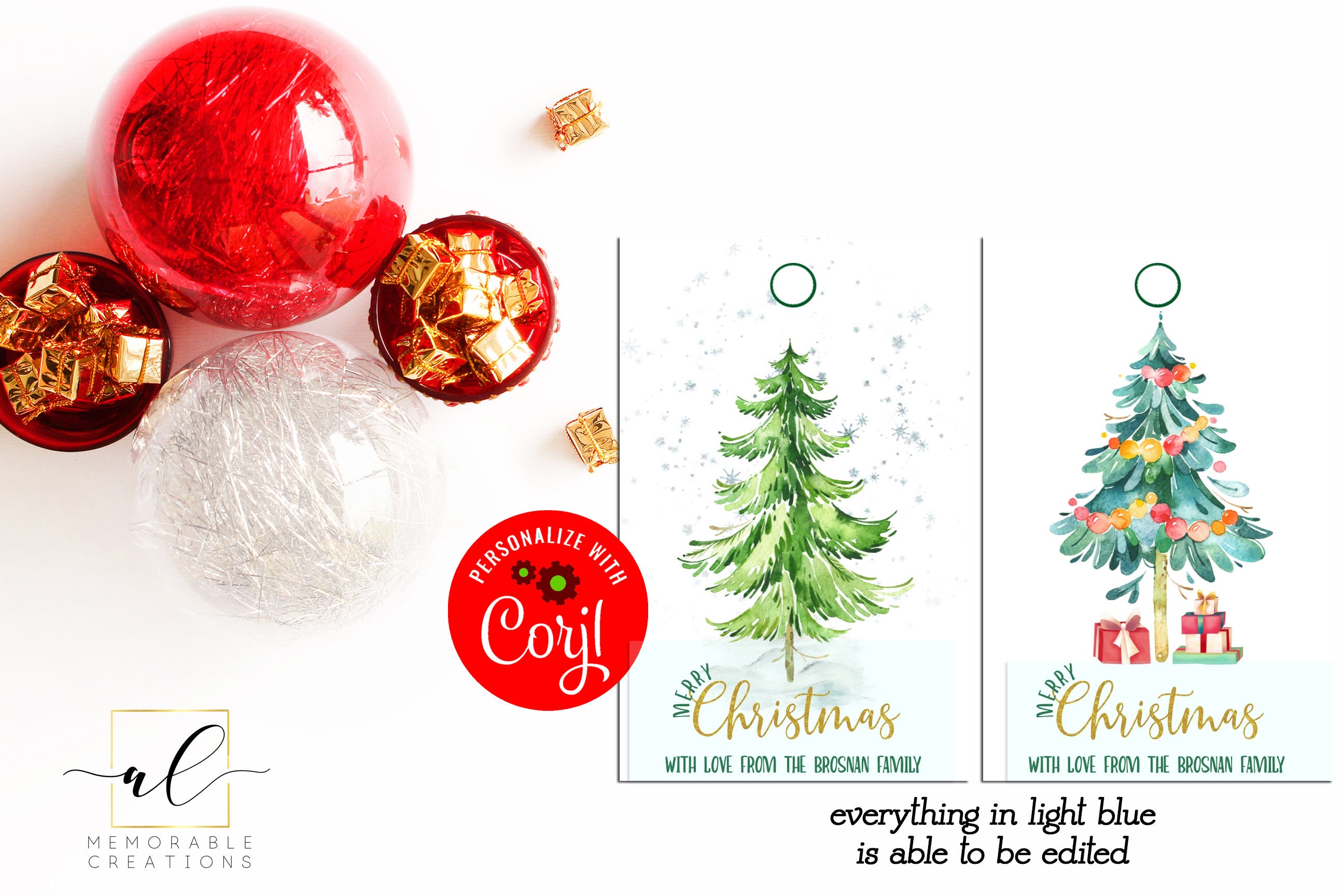 Christmas Tree Printable Tags, Edit Yourself Christmas Tree Tags ...