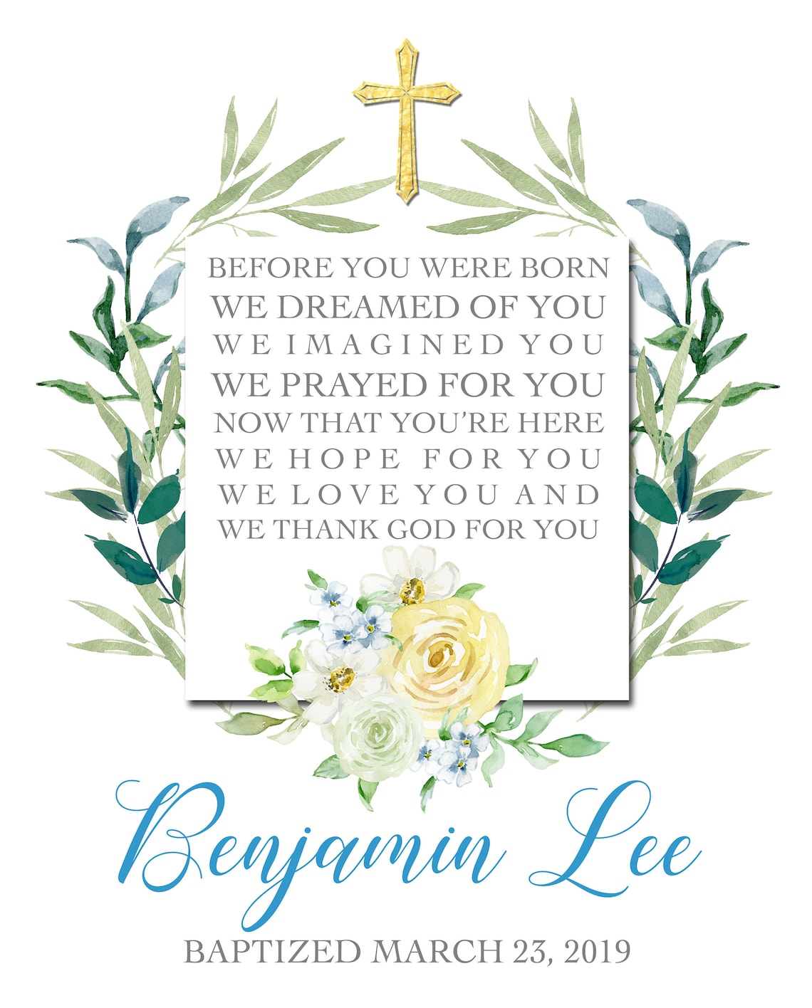 Baptism Gift Boy Printable Baptism Sign Baptism Printable | Etsy