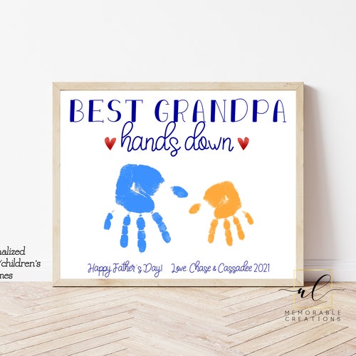 Fathers Day Gift for Grandpa From Grandson Baseball Handprint - Etsy