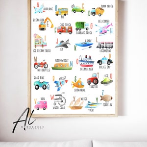 Transportation Alphabet Sign, Vehicle Print, Transportation A-Z, ABC ...