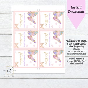 Butterfly Valentine Cards, Kids Valentine Cards, Printable Butterfly ...