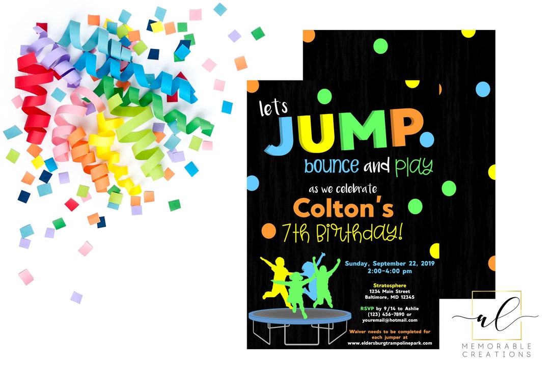 Jump Birthday Invitation, Boy Jump Invitation, Jump Birthday Party ...