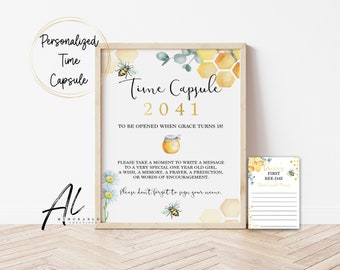 Bee Time Capsule Sign and Card Printable. Customised Bee Time - Etsy