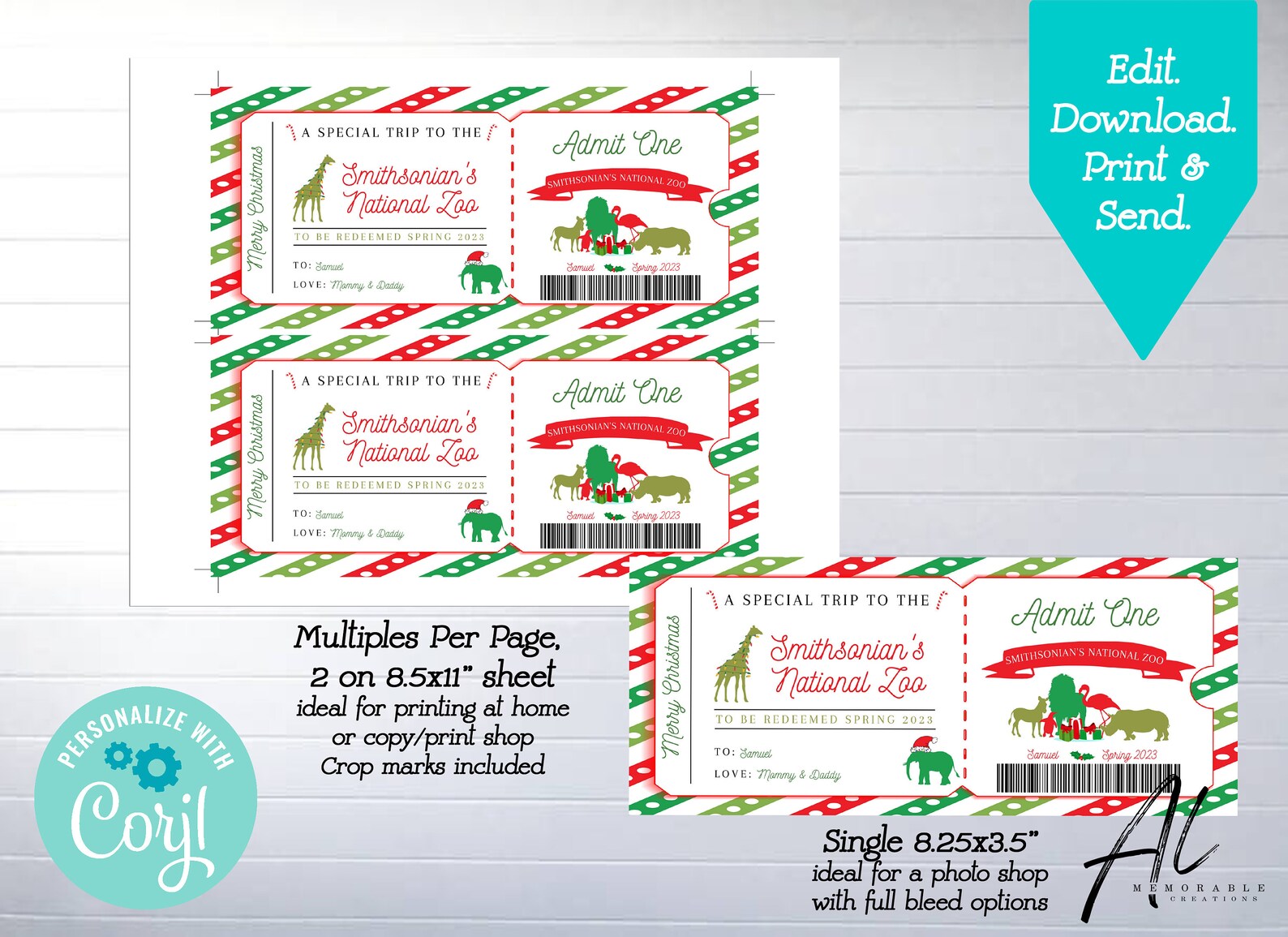 Editable Christmas Zoo Gift Certificate Printable Zoo Gift - Etsy